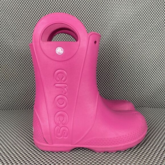 Shoes | Crocs Handle Rain Boot Girls Size J2 Candy Pink Waterproof ...